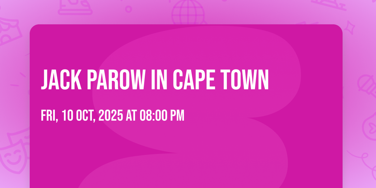 Jack Parow in Cape Town, The Armchair Theatre, Cape Town, 10 October to ...
