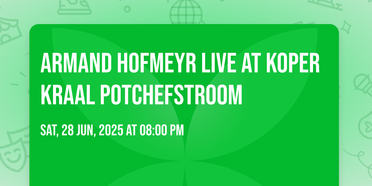 Armand Hofmeyr live at Koper Kraal potchefstroom, Koperkraal, 237 ...